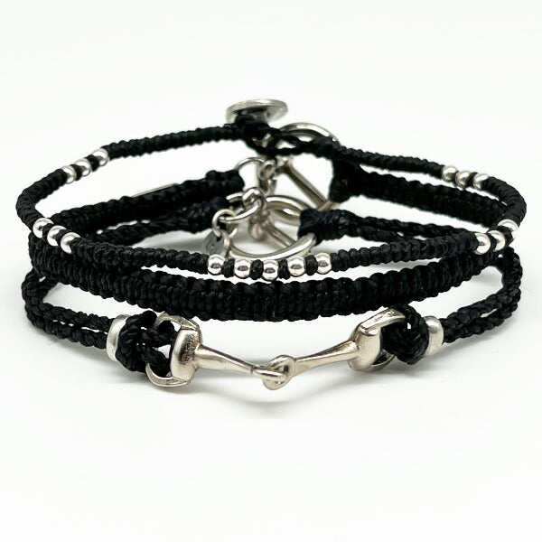 [wakami] ワカミ ブレスレット 3ストランド ブラック WAAN2201-03 ＜ 3Strand Horse Bit Bracel ...